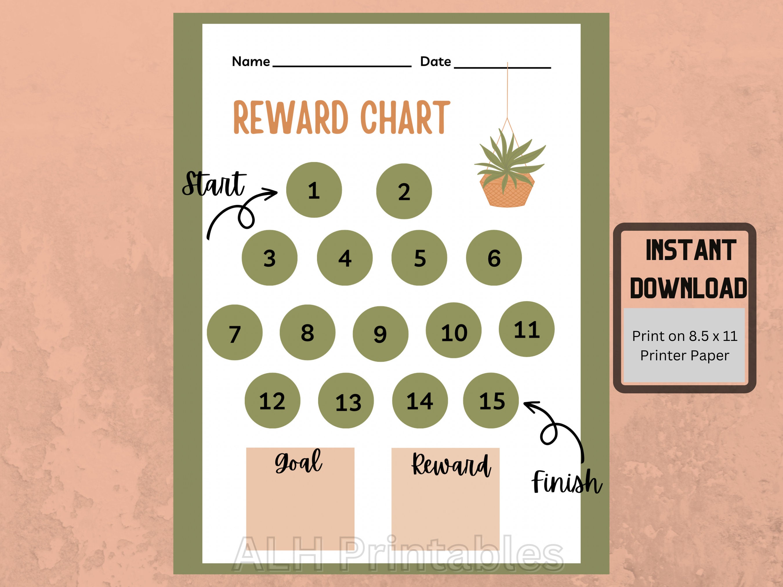 Adult Reward Chart, Reward Chart for Adults, Plant Sticker Chart, Plant ...