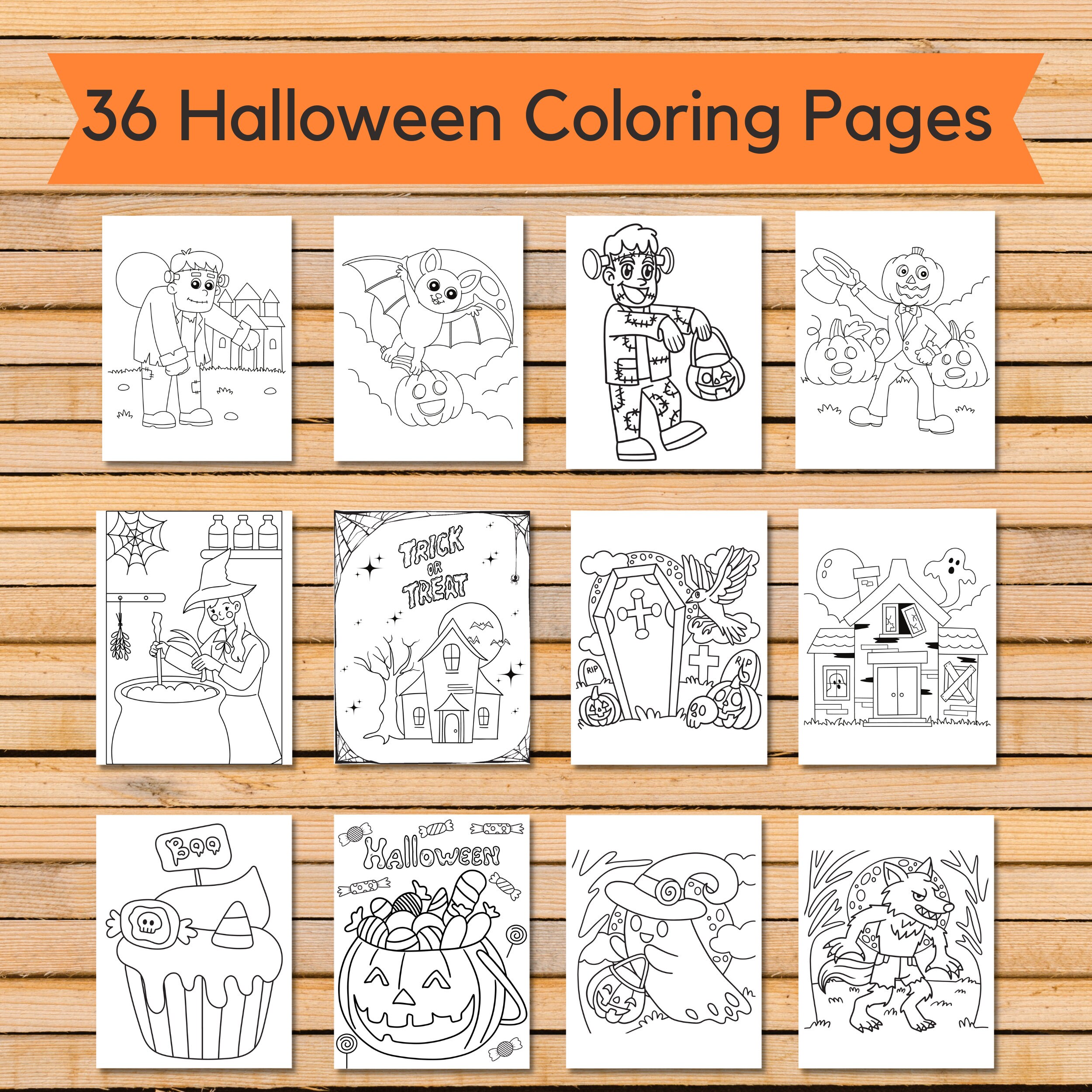 Printable Halloween Coloring Pages for Kids Halloween Day - Etsy
