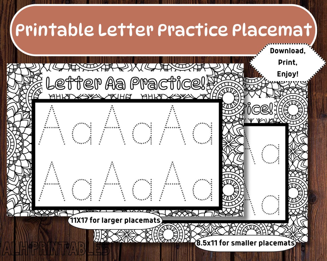 Letter A Practice Printable Placemat, Letter Tracing Worksheet Letter A ...