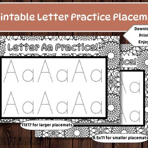 Letter A Practice Printable Placemat, Letter Tracing Worksheet Letter A ...