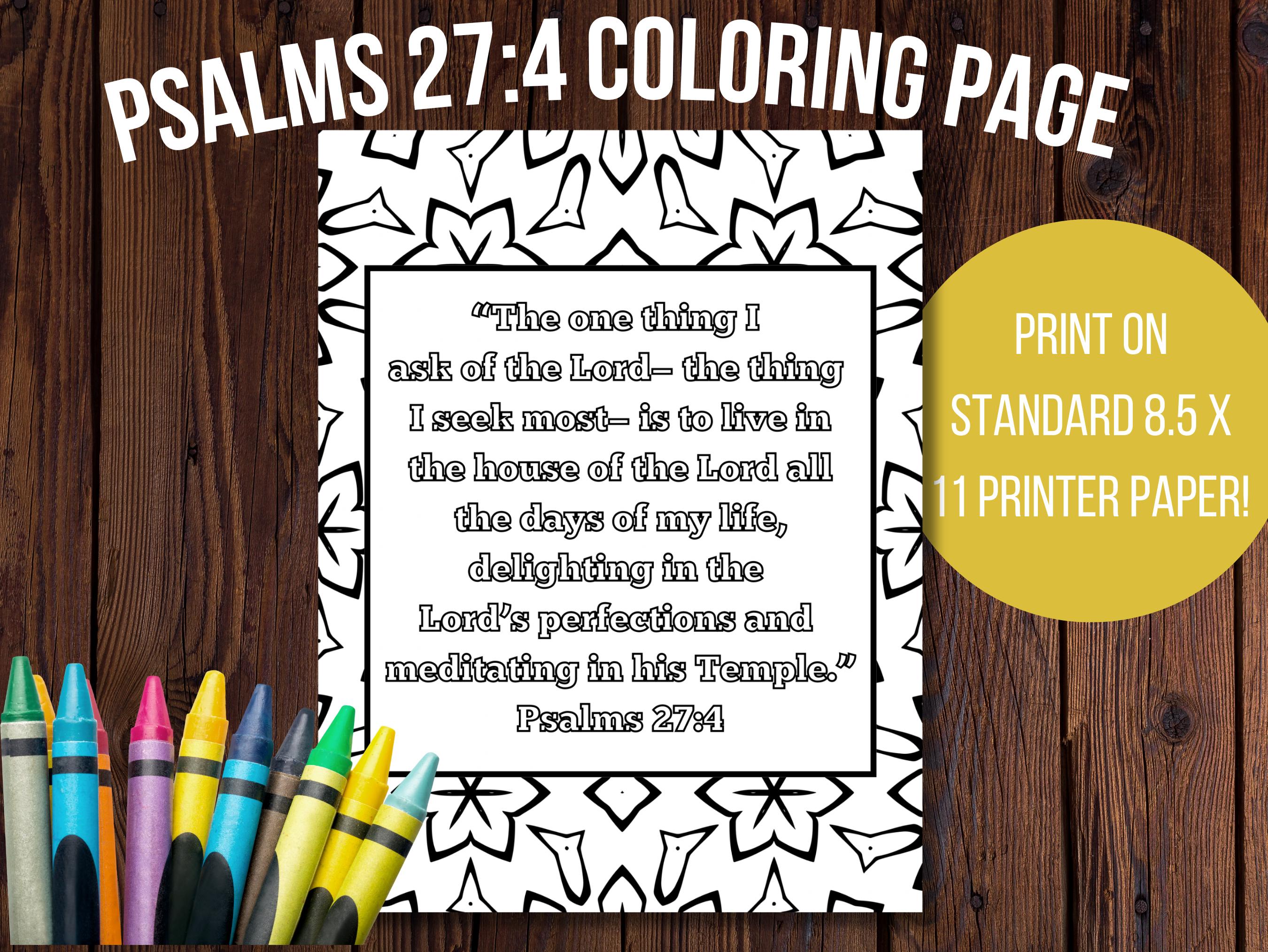 Psalms 27:4 Printable Coloring Page, Coloring Pages for Adults, Memory ...