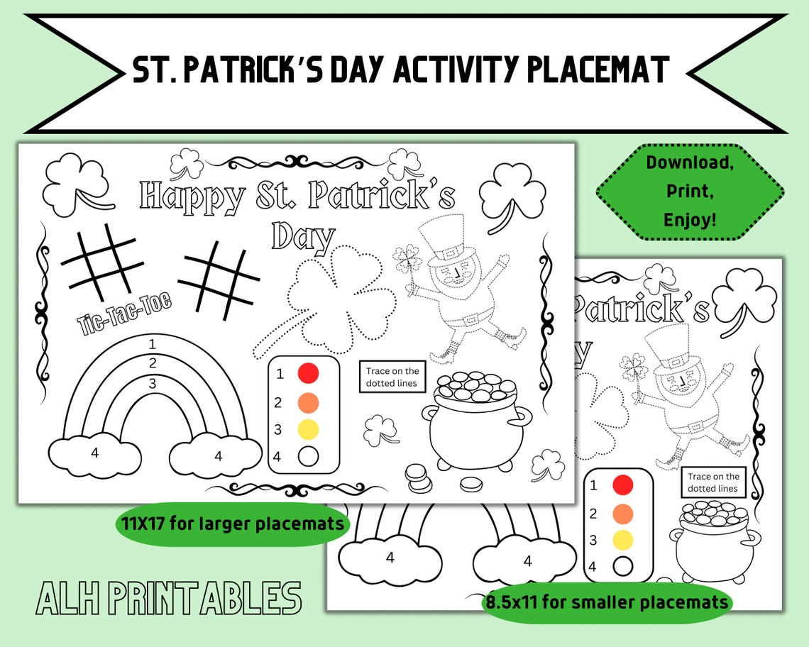 Printable St. Patrick’s Day Activity Placemat for Kids, Meal Time ...