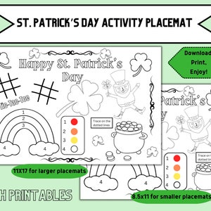 Printable St. Patrick’s Day Activity Placemat for Kids, Meal Time ...