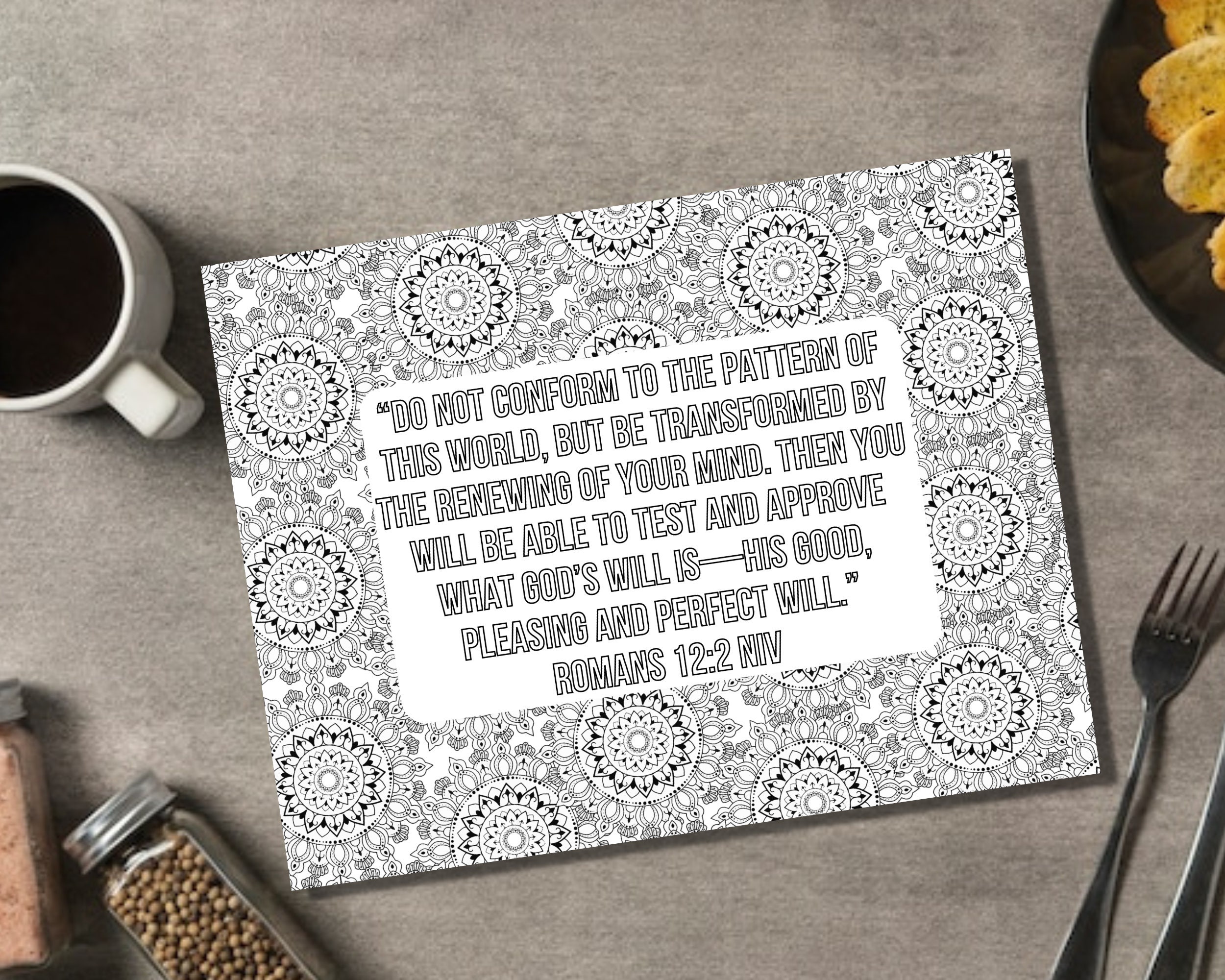 Printable Memory Verse Placemat of Roman’s 12:2 for Kids and Adults ...