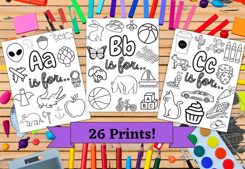 26 Printable Alphabet Coloring Pages, Coloring Book, Educational Pages ...