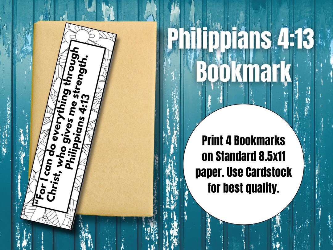 Printable Philippians 4:13 Bookmark, Coloring Page Bookmark for Kids ...