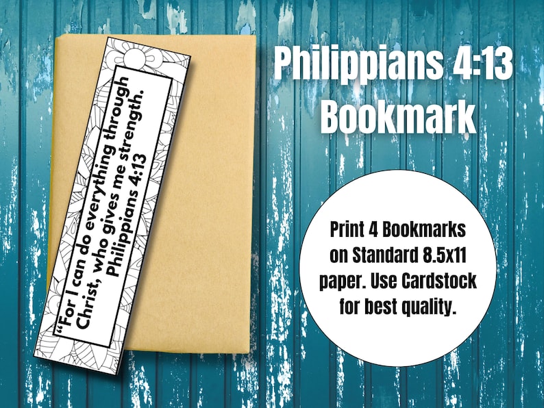 Printable Philippians 4:13 Bookmark, Coloring Page Bookmark for Kids ...