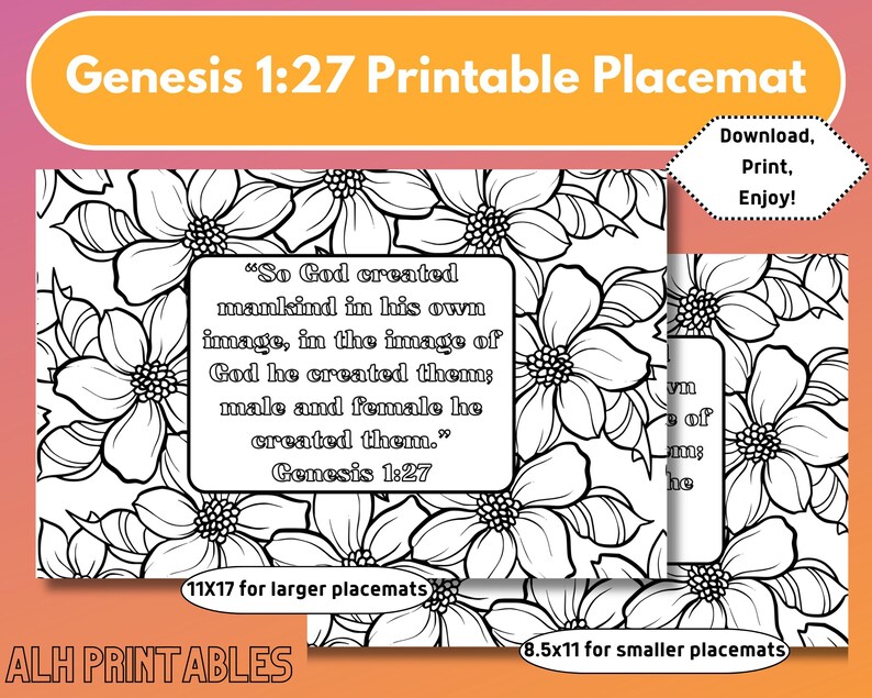 Colossians 3:23 Printable Placemat for Kids and Adults, Memory Verse ...