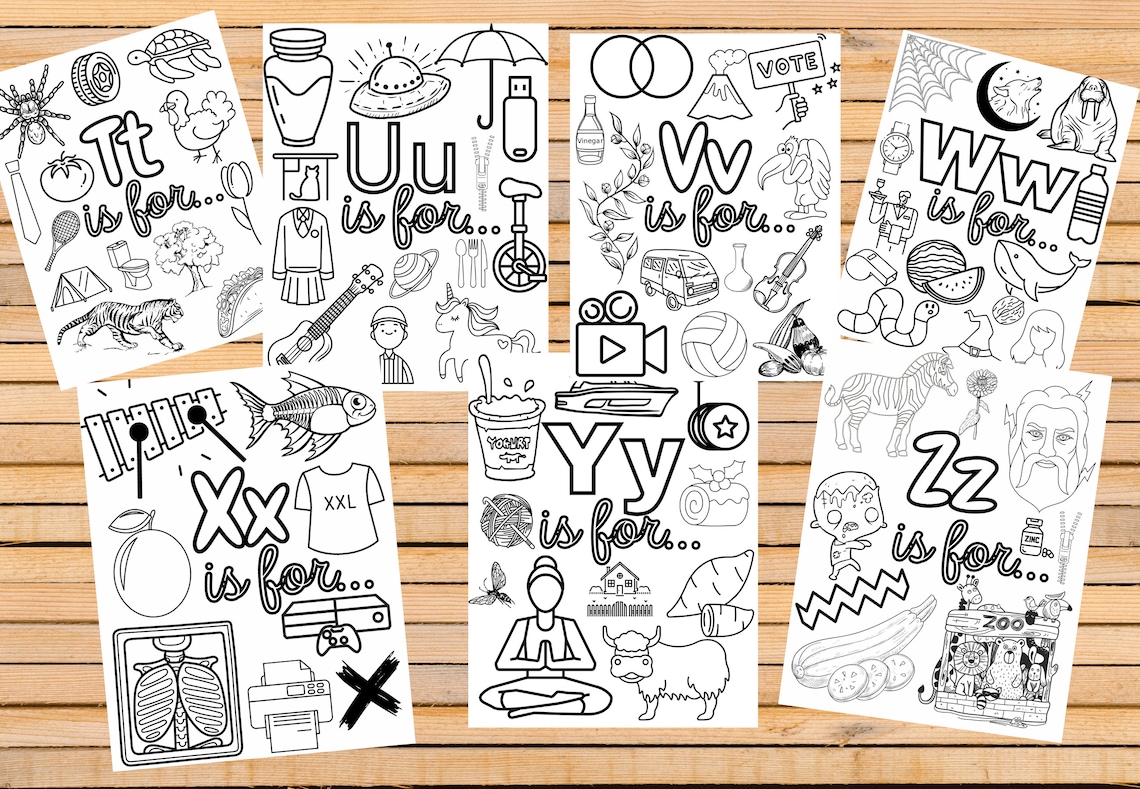 26 Printable Alphabet Coloring Pages, Coloring Book, Educational Pages ...