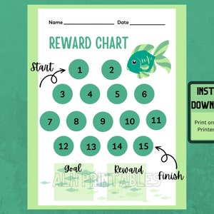 Reward Chart With Fish, Fish Reward Chart, Fish Themed Sticker Chart ...