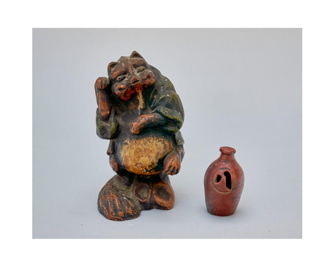 Old Dancing Tanuki Pottery Figure / Raccoon Dog - Etsy