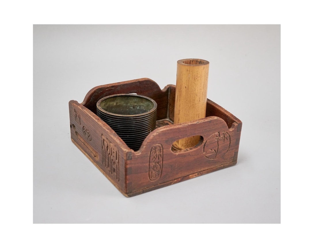 Vintage Japanese Wooden Tobacco Tray With Bamboo Ash Tray and Brass ...