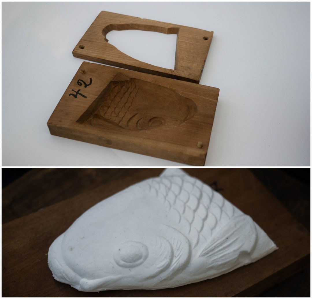 1938 Koi Fish Head Wooden Pastry Mold / Confectionery Mold for Japanese ...