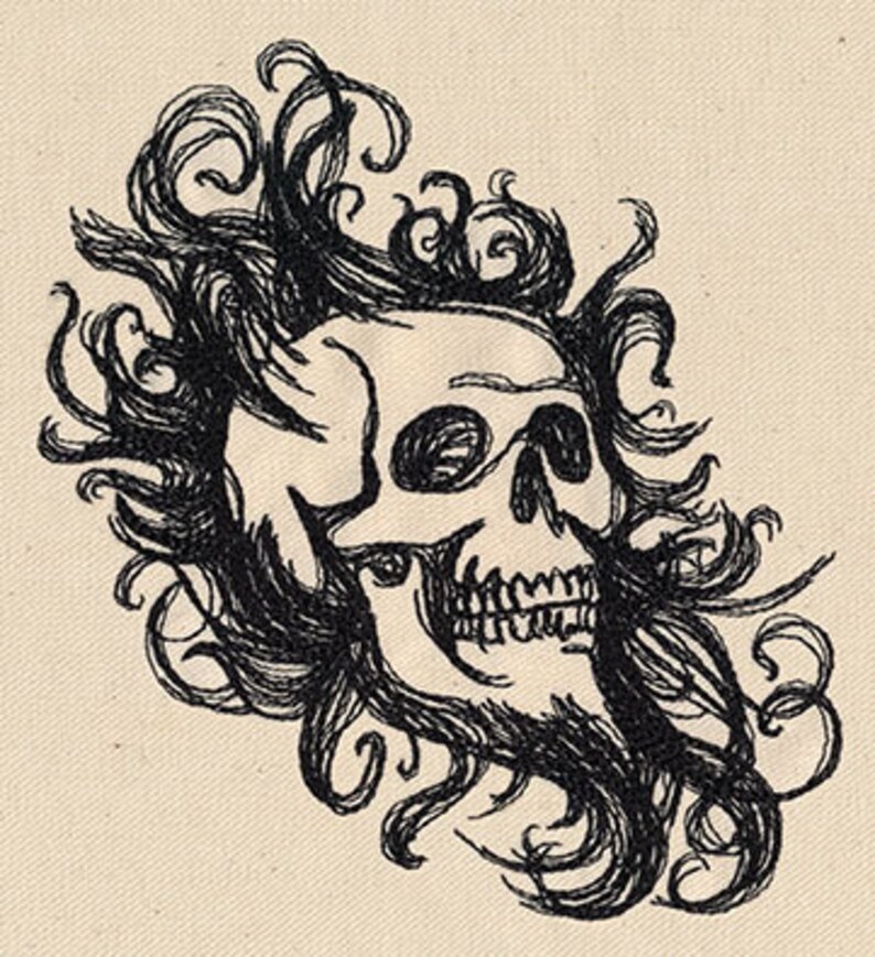 Skull in Swirls Embroidered Canvas Messenger Bag - Etsy