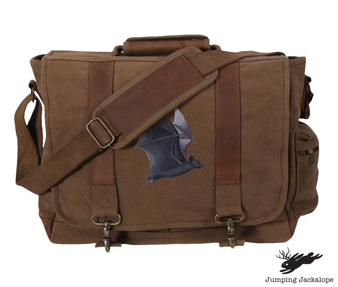 Flying Bat Laptop Bag Flying Bat Embroidered Bag Bat Canvas - Etsy