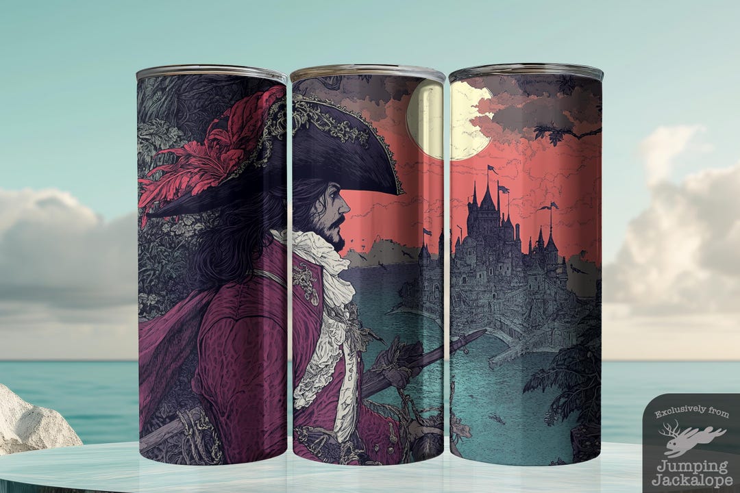 Captain Hook Gothic Tumbler – 20oz Dark Neverland Scene | Vintage ...