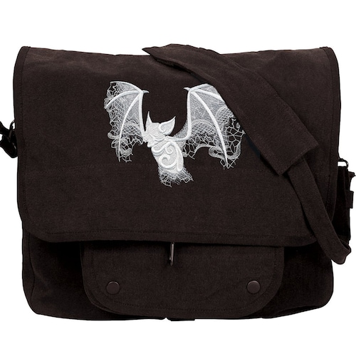 Ghost Baroque Bat Embroidered Canvas Messenger Bag Bat Bag - Etsy