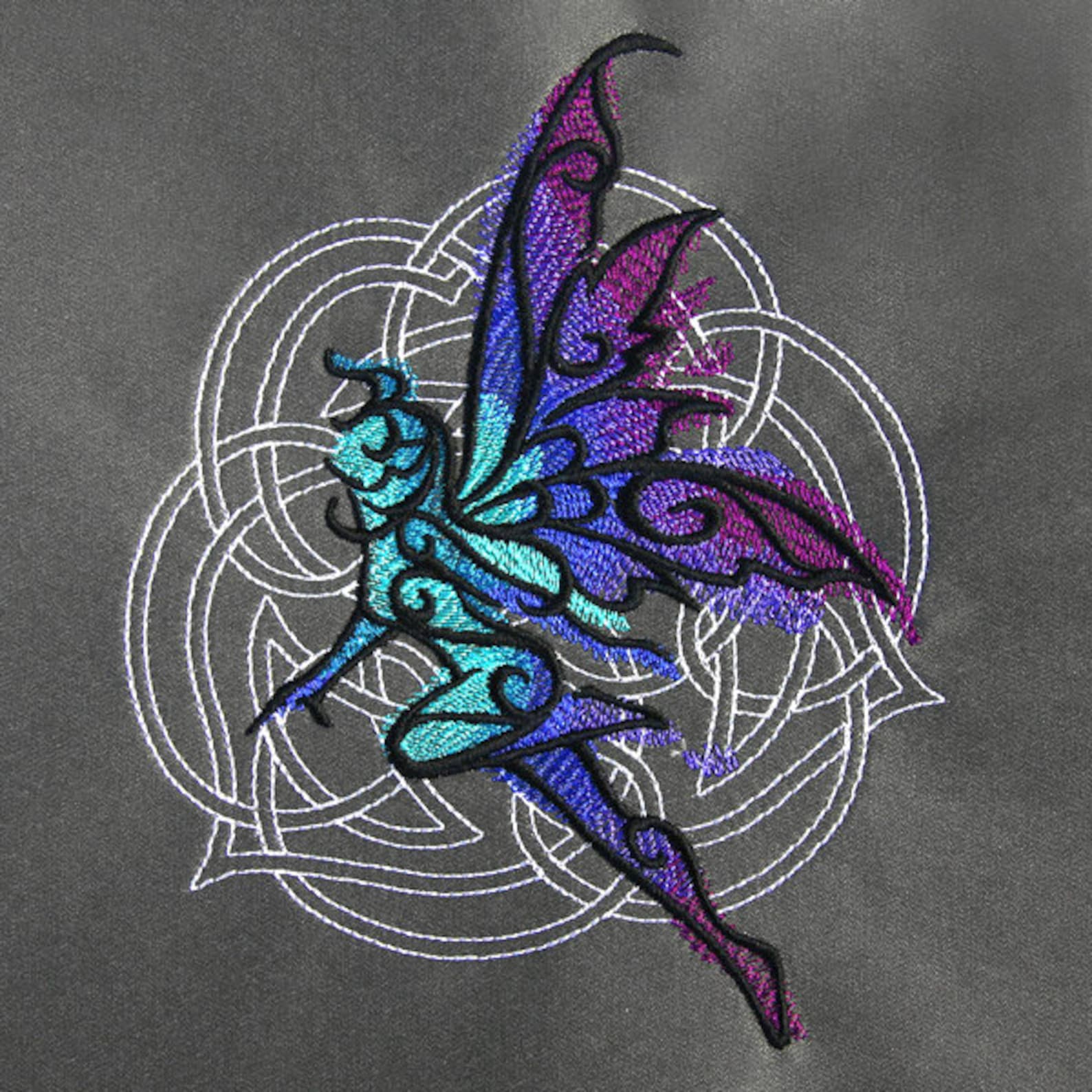 Dark Celt Fea Fairy Embroidered Canvas Tote With Vegan - Etsy