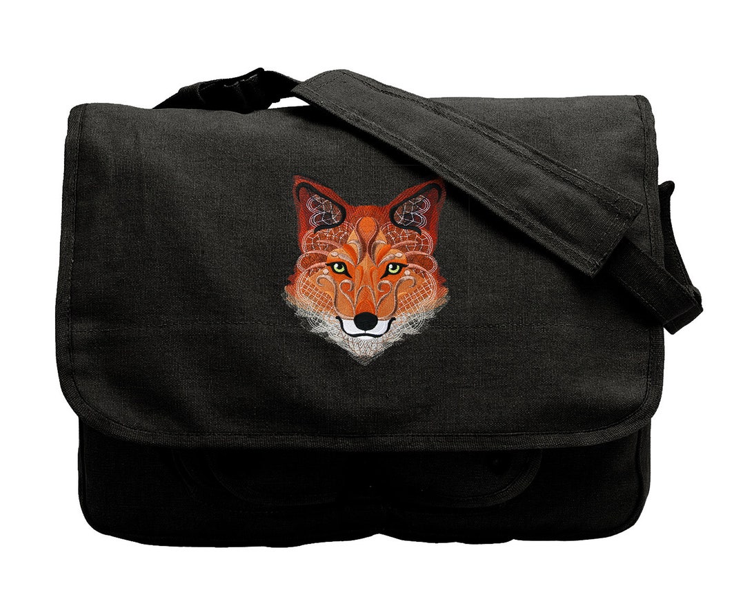 Autumn Baroque Fox Embroidered Canvas Messenger Bag - Etsy