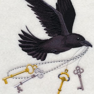 Flying Raven With Skeleton Keys Embroidered Canvas Messenger Bag - Etsy