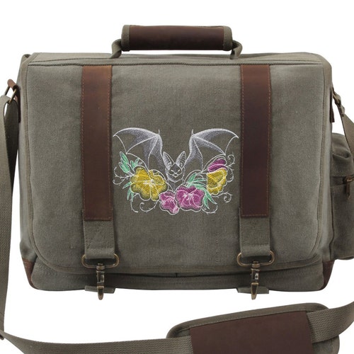 Bat Laptop Bag Bat Embroidered Bag Bat Canvas Bag Nocturnus - Etsy