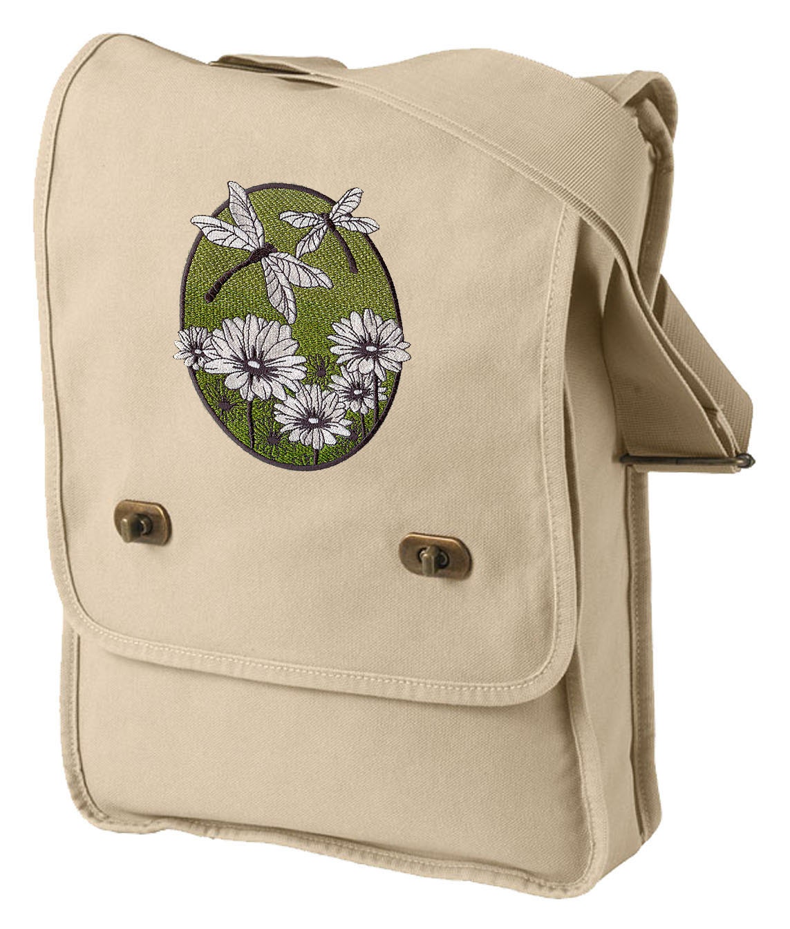 Spring Dragonfly Oval Embroidered Canvas Field Bag - Etsy