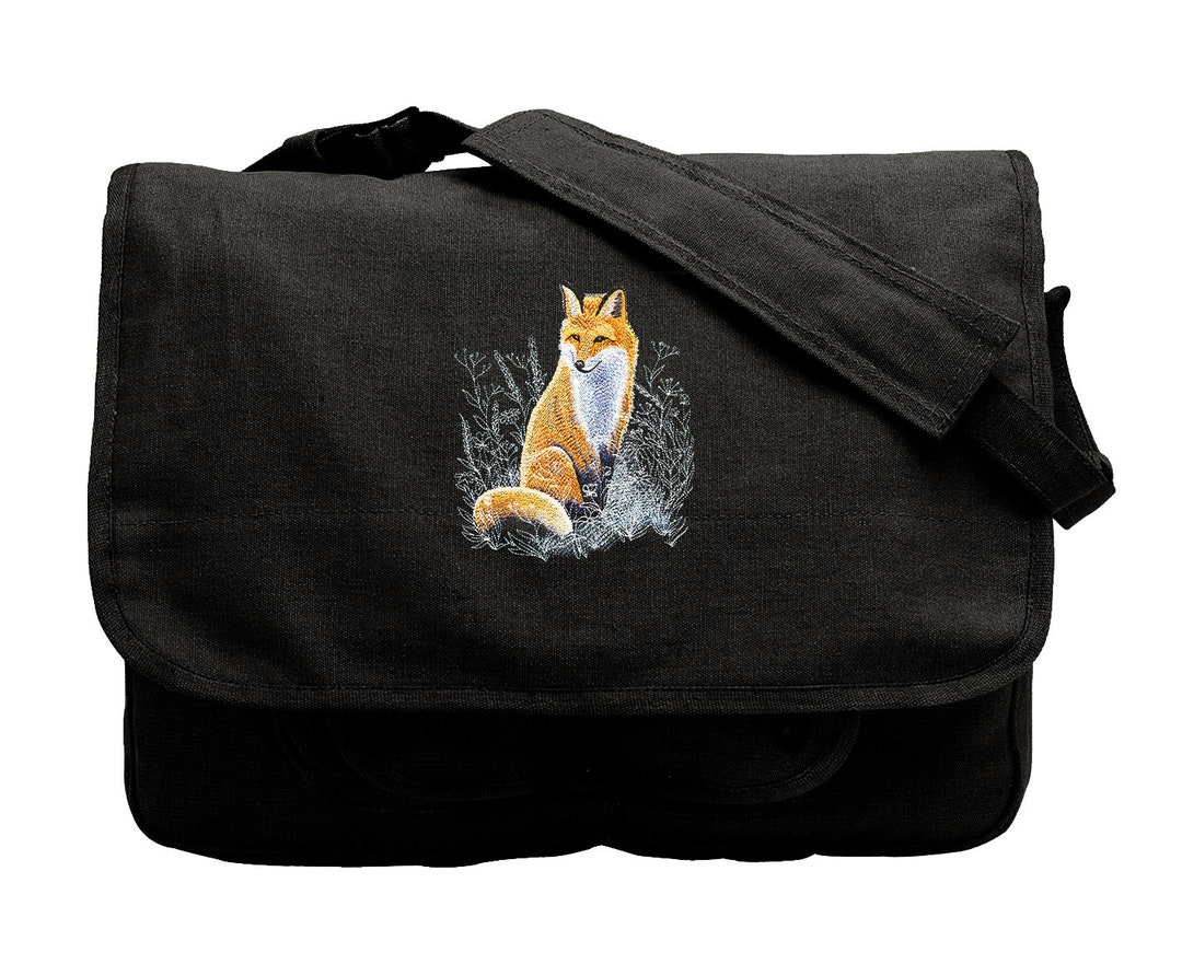 Peaceful Fox Scene, Fox Bag, Fox Embroidered Canvas Messenger Bag - Etsy