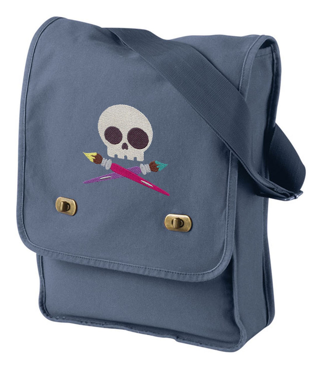 Skully Artist Embroidered Canvas Field Bag - Etsy