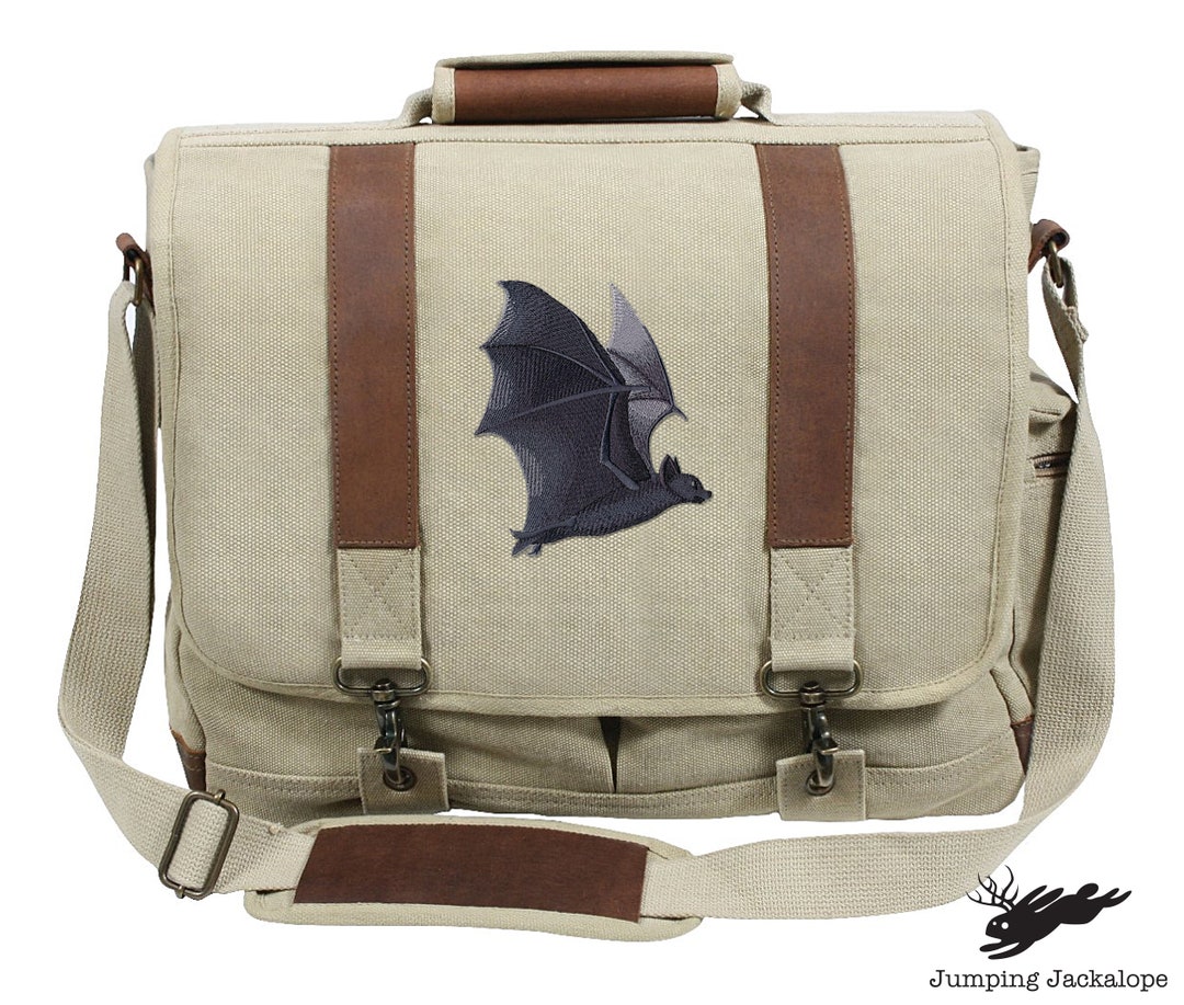 Flying Bat Laptop Bag, Flying Bat Embroidered Bag, Bat Canvas Bag ...