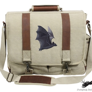 Flying Bat Laptop Bag, Flying Bat Embroidered Bag, Bat Canvas Bag ...