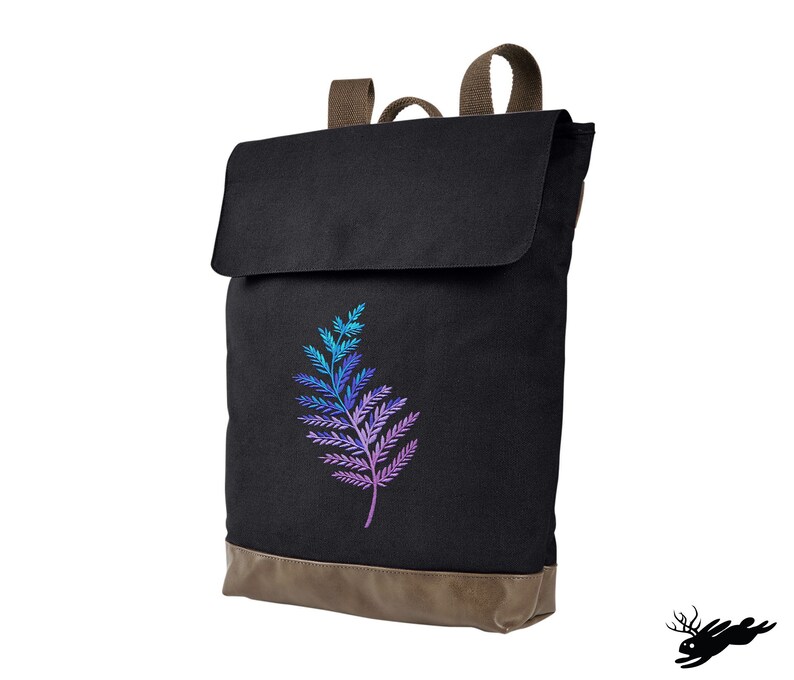 Intricate Fern Embroidered Canvas Rucksack Backpack - Etsy