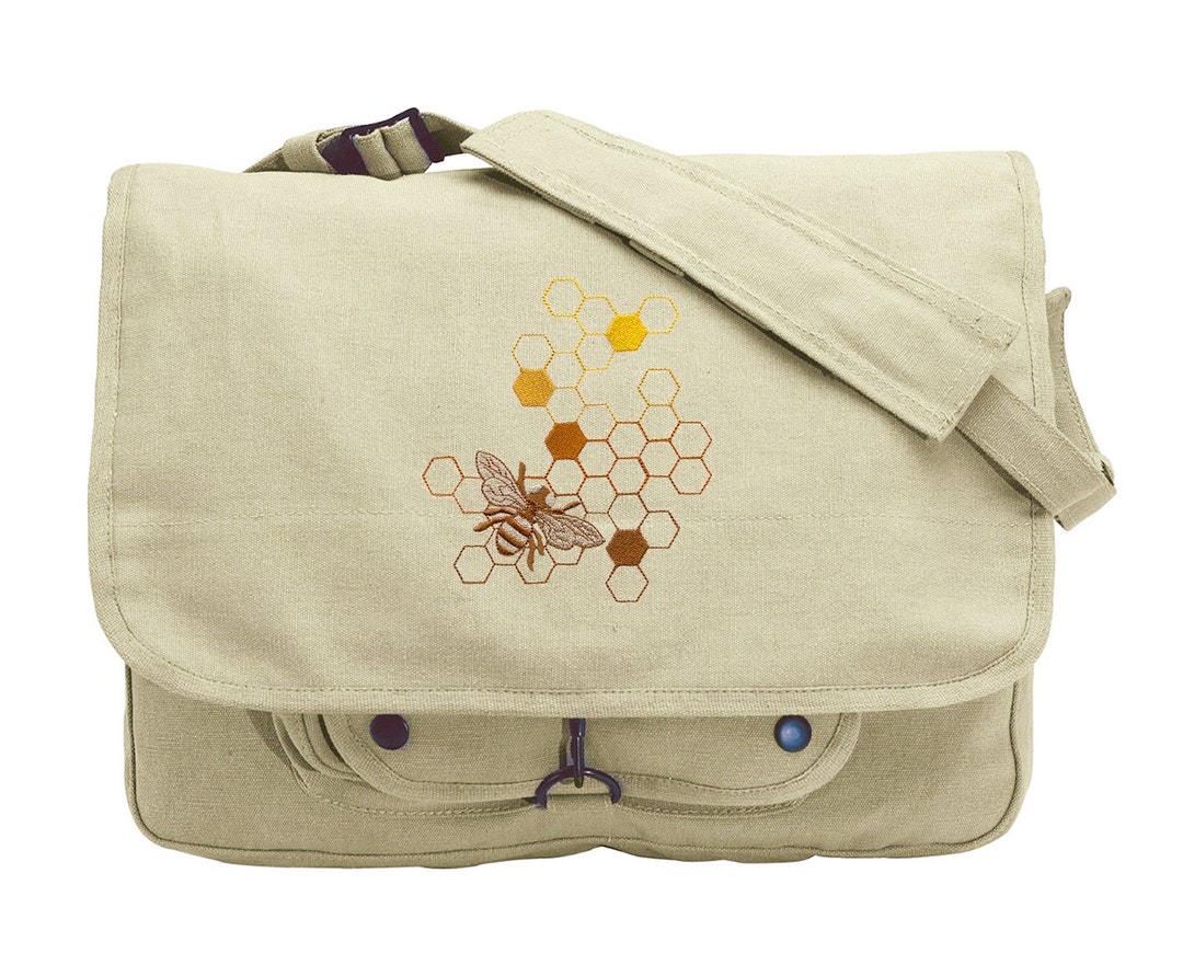 Bee Messenger Bag, Sweet as Honey Bag, Honeybee Embroidered Canvas ...
