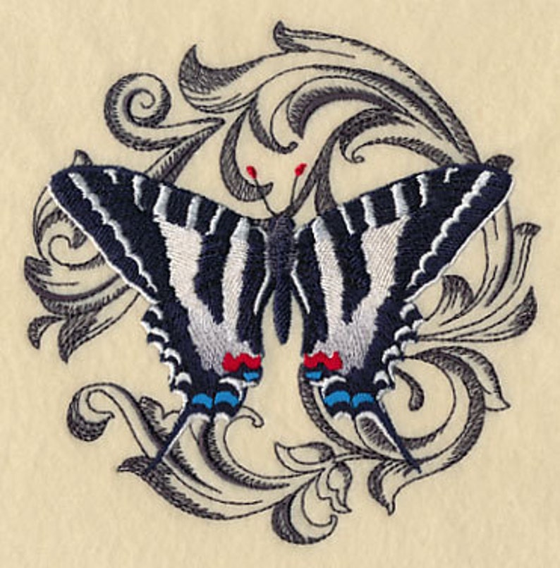 Baroque Butterfly Zebra Swallowtail Embroidered Canvas - Etsy