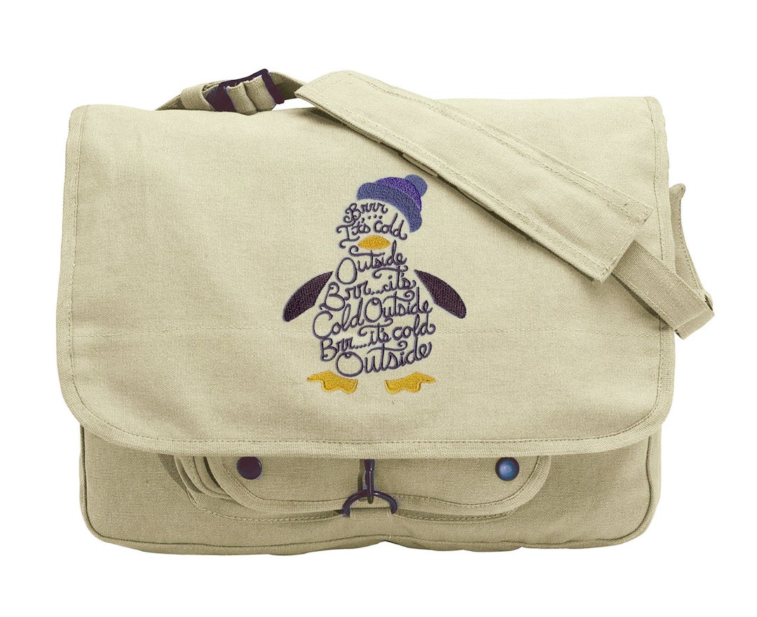 Winter Words Brrr It's Cold Outside Penguin Embroidered Canvas ...