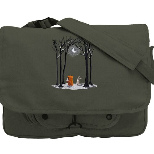 Moonlit Winter Fox and Rabbit Moon Embroidered Canvas - Etsy