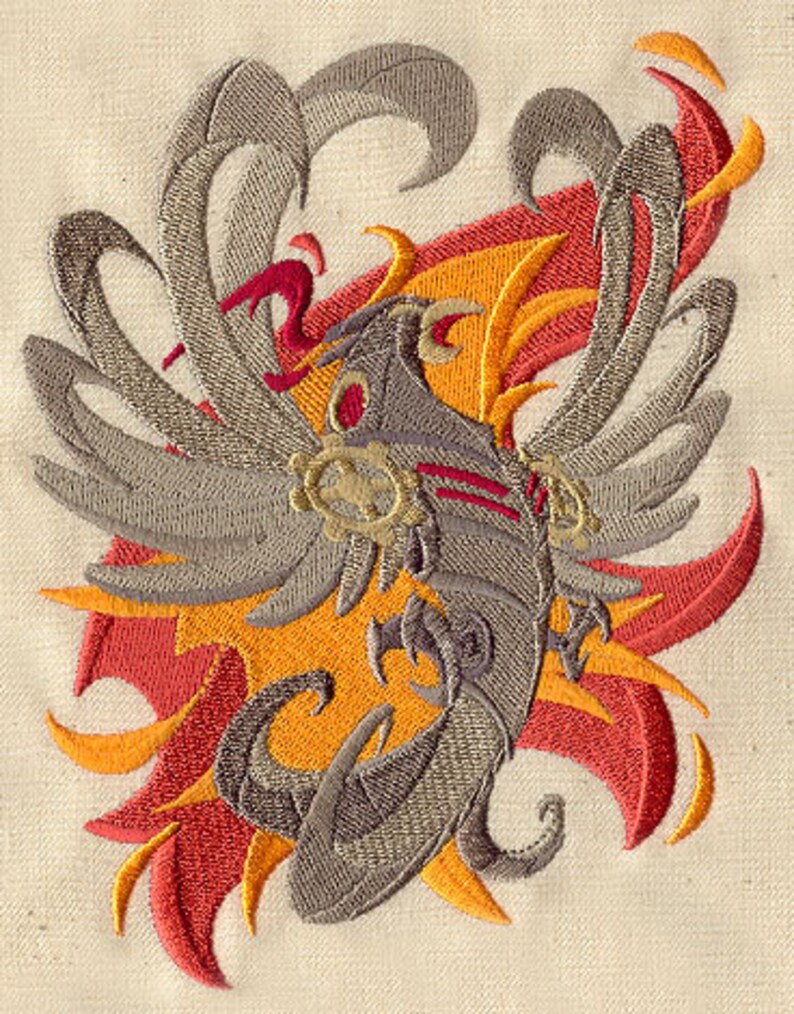 Steampunk Phoenix Embroidered Canvas Messenger Bag | Etsy