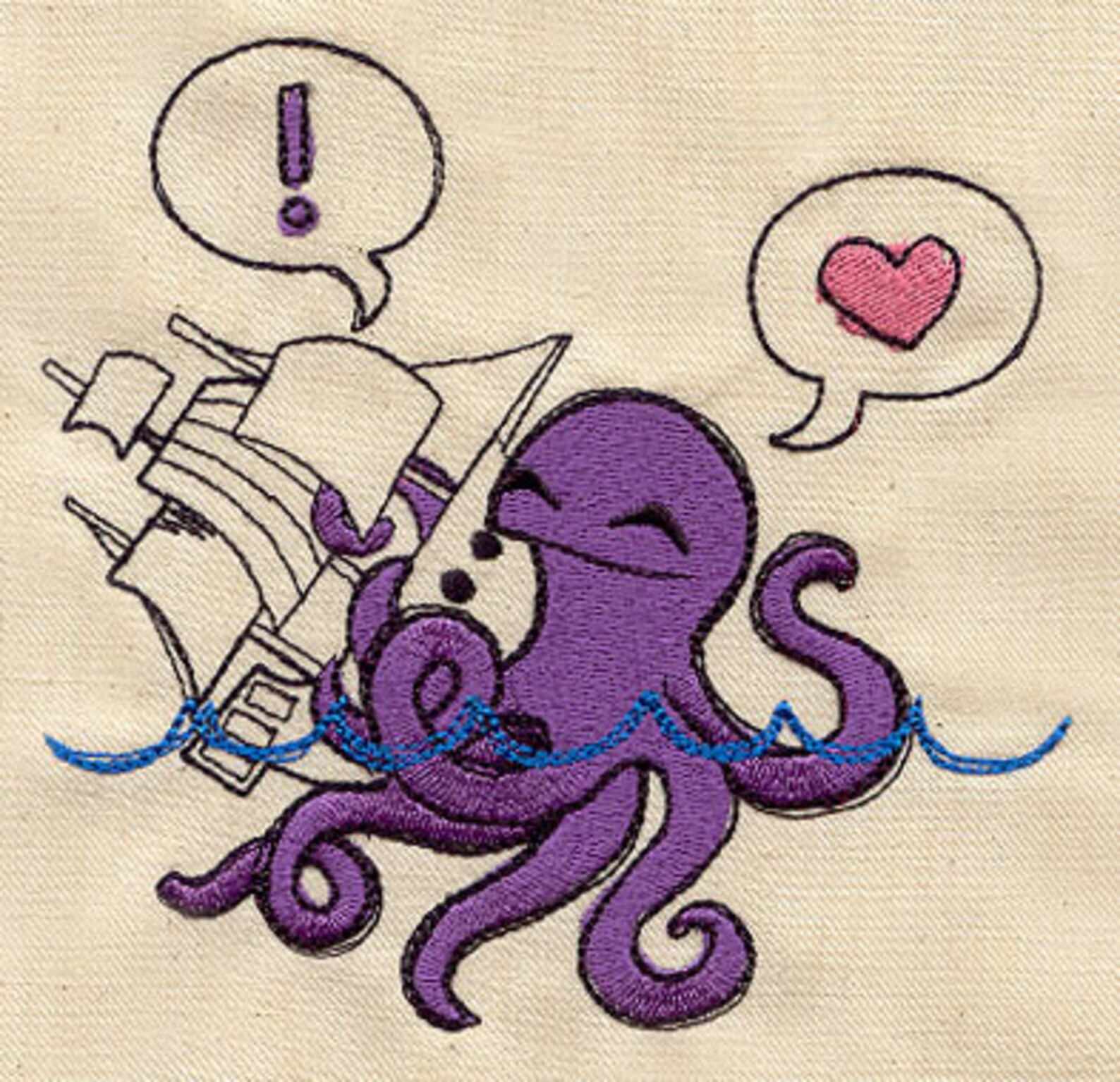 Octopus Hugs Embroidered Canvas Messenger Bag - Etsy