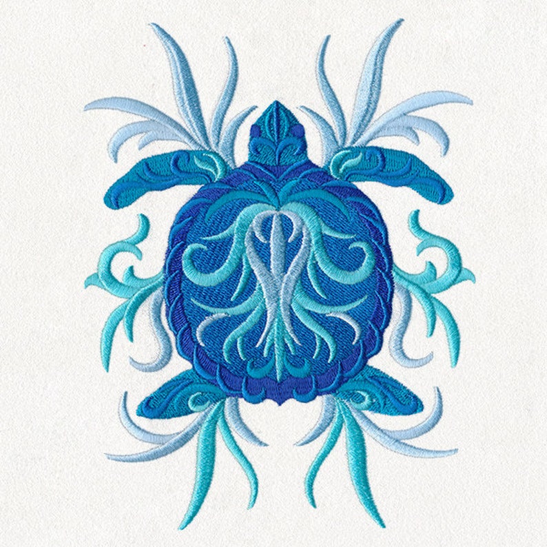 Baroque Seas Sea Turtle Crest Embroidered Canvas Messenger | Etsy