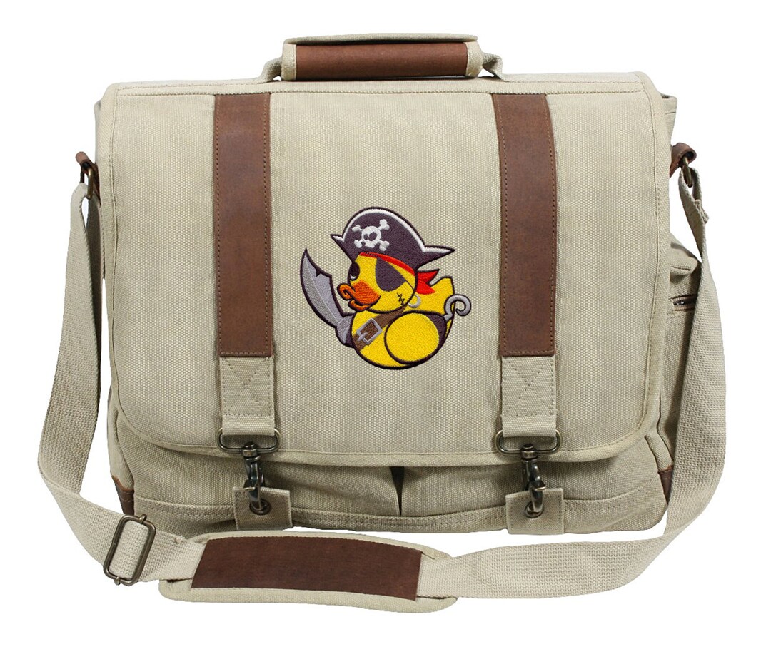 Pirate Duckie Embroidered Canvas With Leather Accents Premium Laptop ...