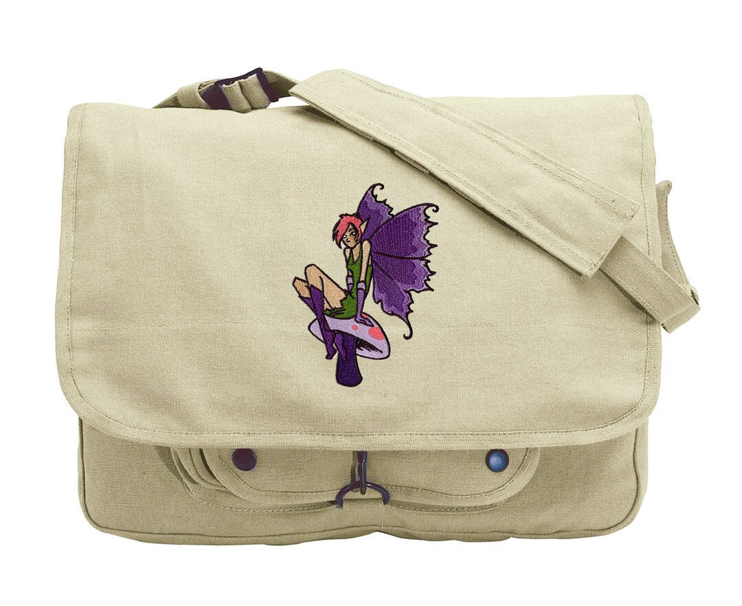 The Violet Fae Fairy Messenger Bag Embroidered Canvas Messenger Bag - Etsy