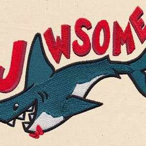 Jawsome Embroidered Canvas Messenger Bag - Etsy