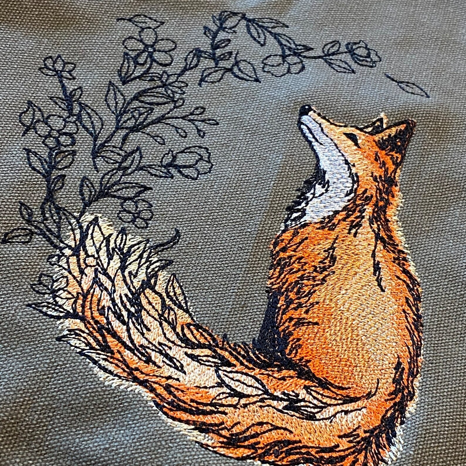 Flower Tailed Fox Bag Fox Bag Fox Embroidered Canvas | Etsy