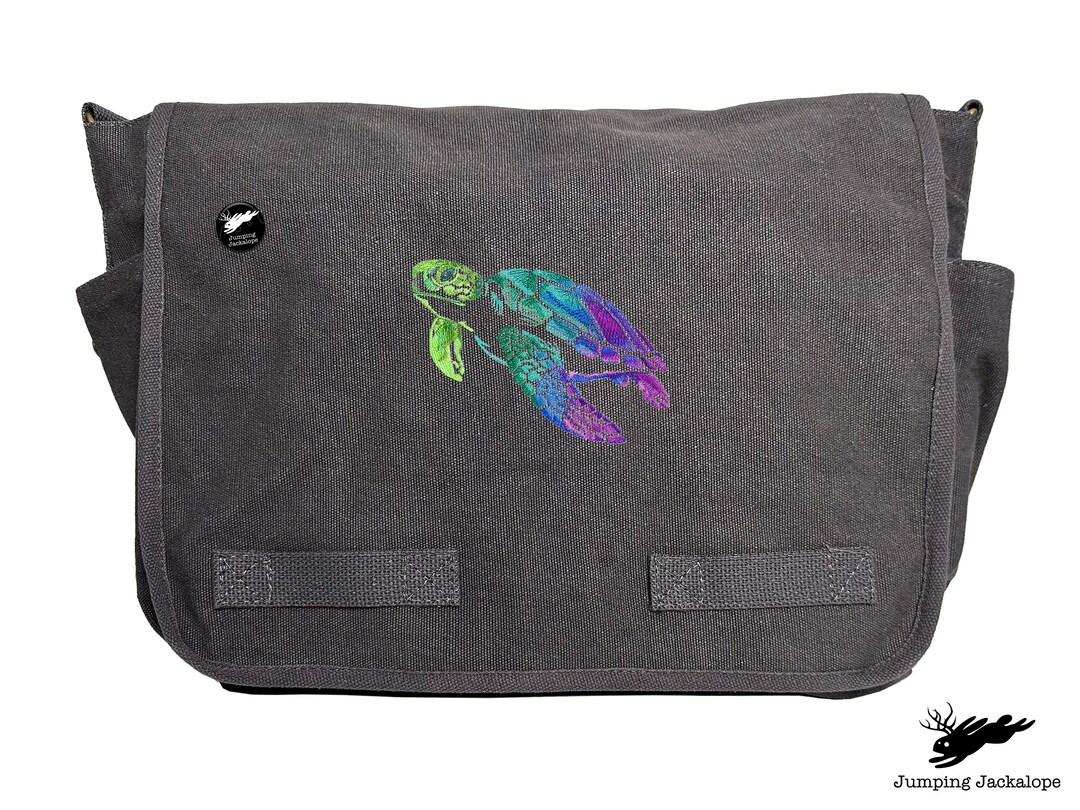 Spectrums of the Ocean Sea Turtle Embroidered Messenger Bag – Vibrant ...