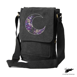 Lunar Bloom Tech Bag Embroidered Canvas Tech, Tablet, Ipad, Kindle ...
