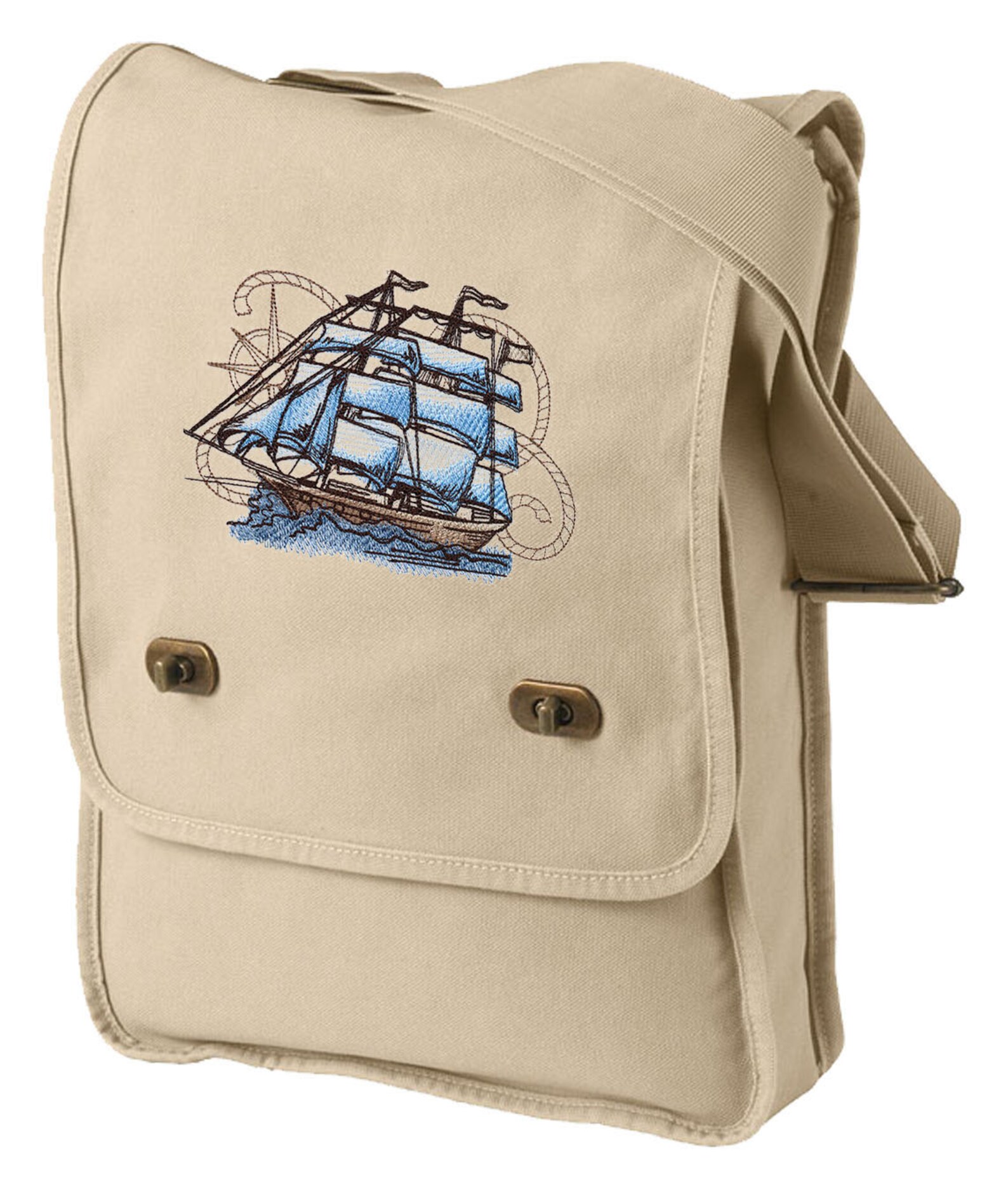 Nauticus Pirate Ship Embroidered Canvas Field Bag - Etsy