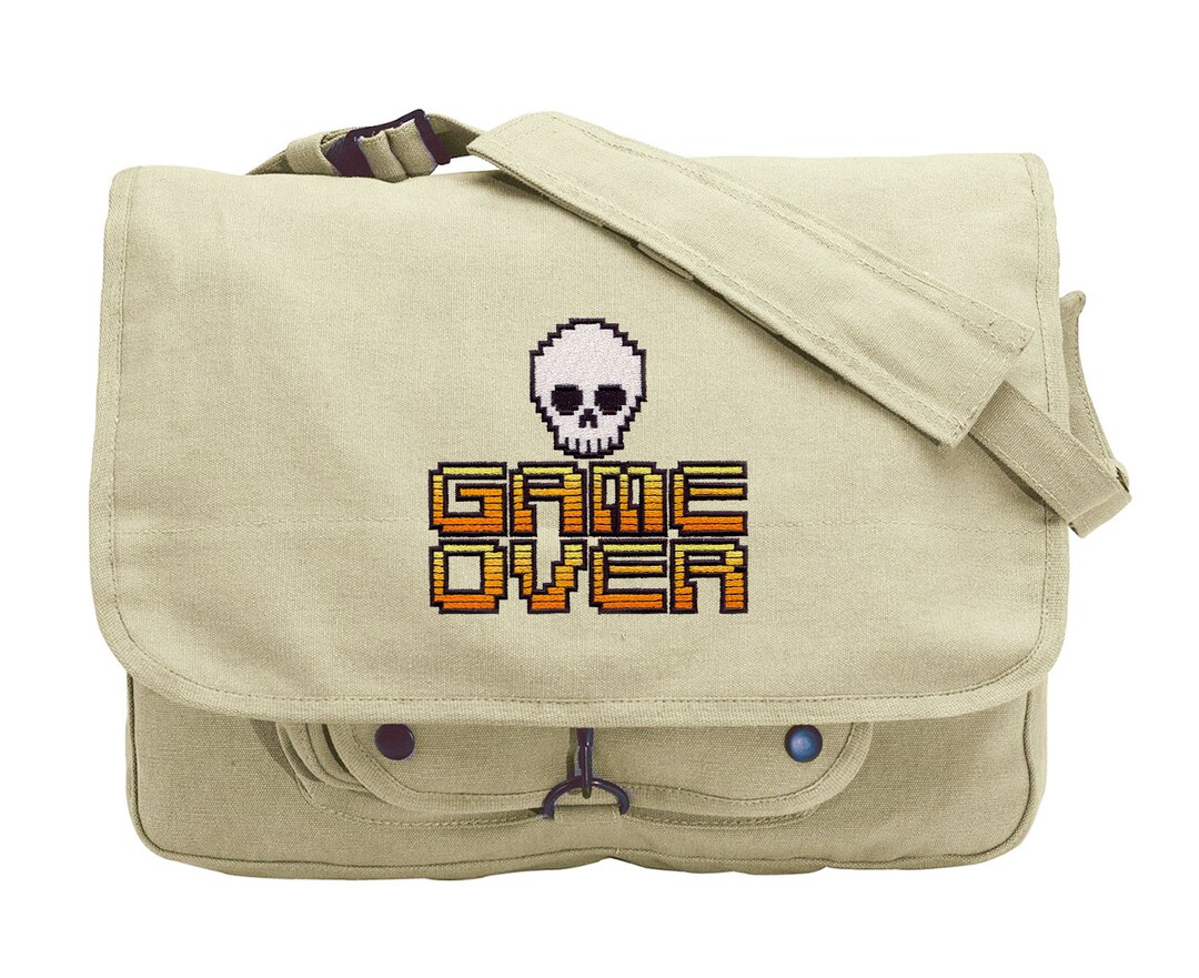 Game Over Embroidered Canvas Messenger Bag - Etsy