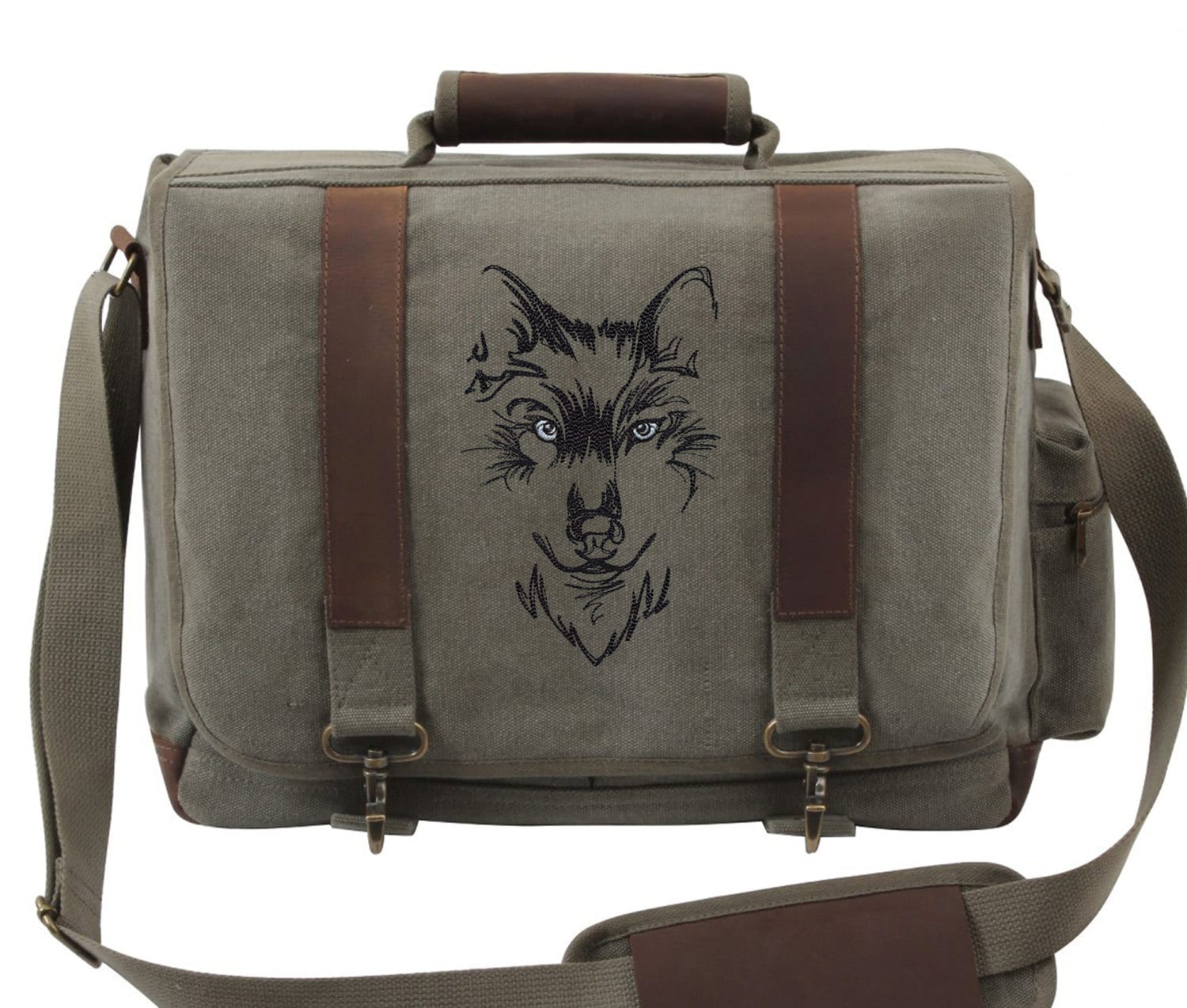 Wolf Laptop Bag Embroidered Wolf Bag Watching Wolf - Etsy