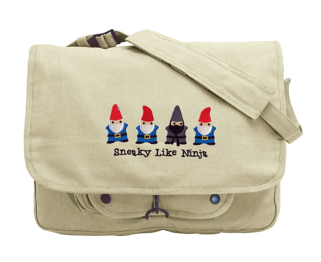 Sneaky Like Ninja Embroidered Canvas Messenger Bag - Etsy
