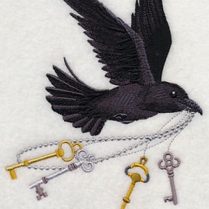 Flying Raven With Skeleton Keys Embroidered Canvas Field Bag - Etsy