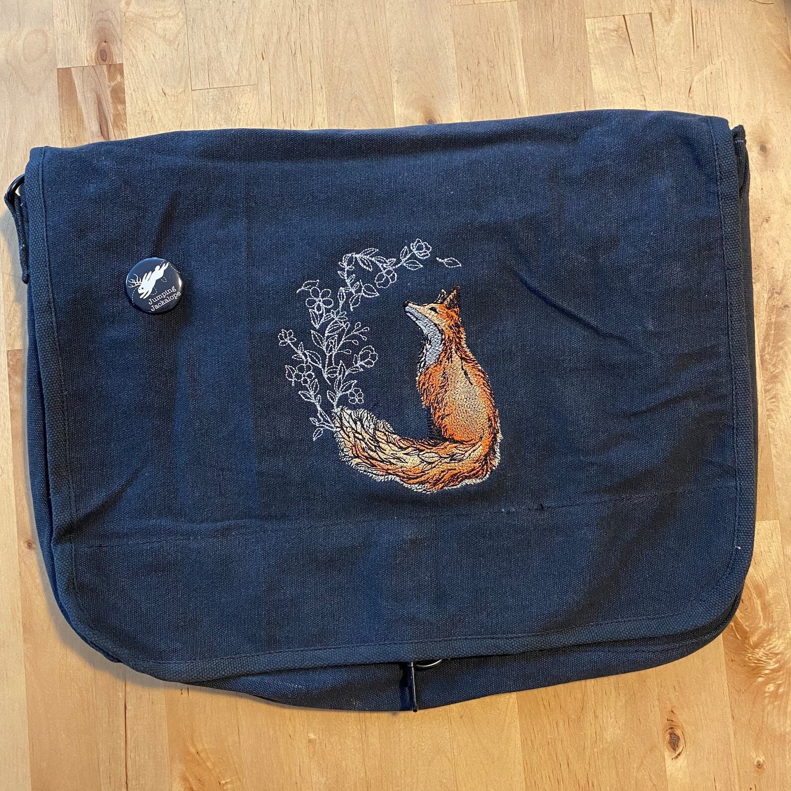 Flower Tailed Fox Bag Fox Bag Fox Embroidered Canvas | Etsy